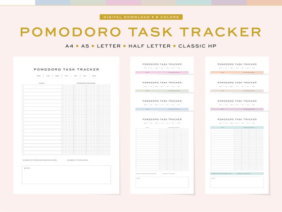 Printable Pomodoro Task Tracker Fillable Pomodoro Work and - Etsy UK