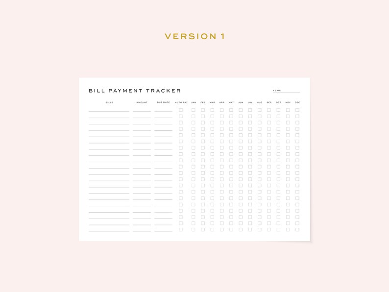 Printable Bill Payment Tracker, Yearly / Monthly, Fillable | Annual ...