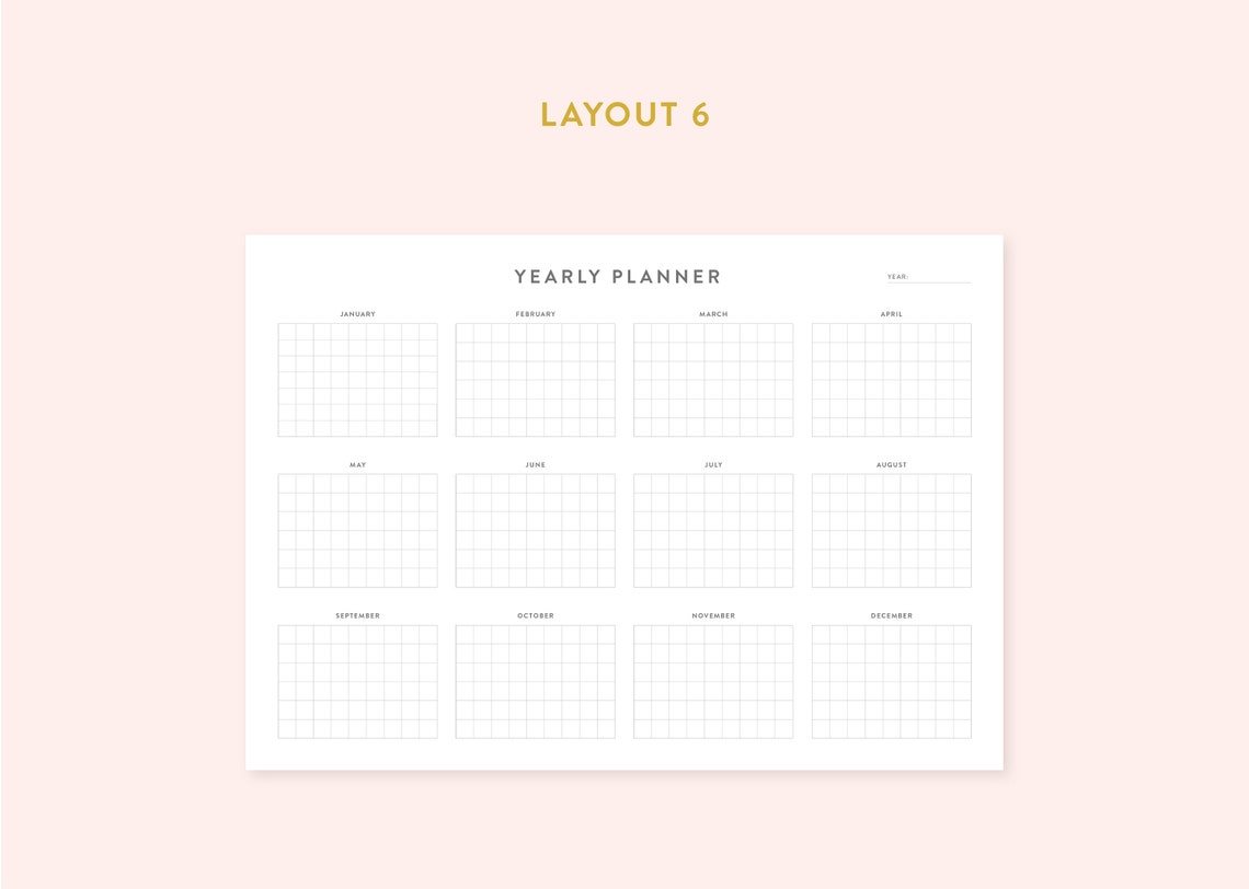 Printable Yearly Planner Fillable Undated Yearly Planner | Etsy