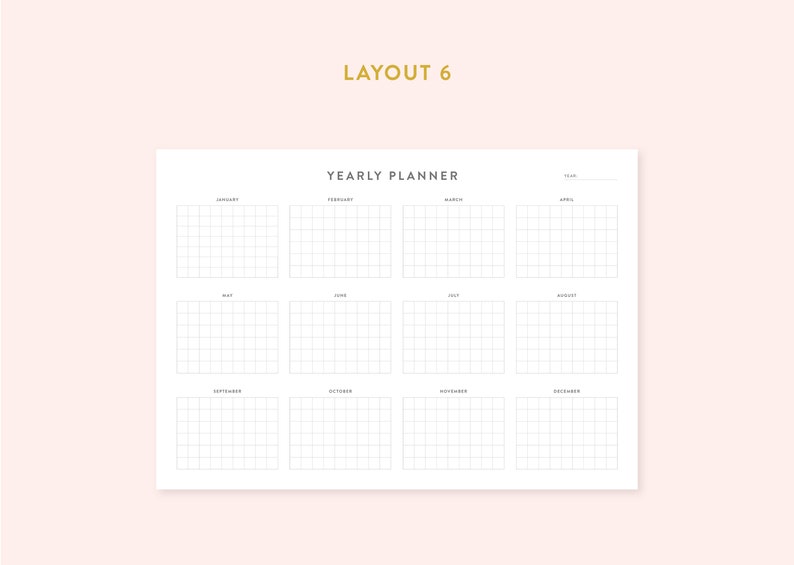 Printable Yearly Planner Fillable Undated Yearly Planner | Etsy