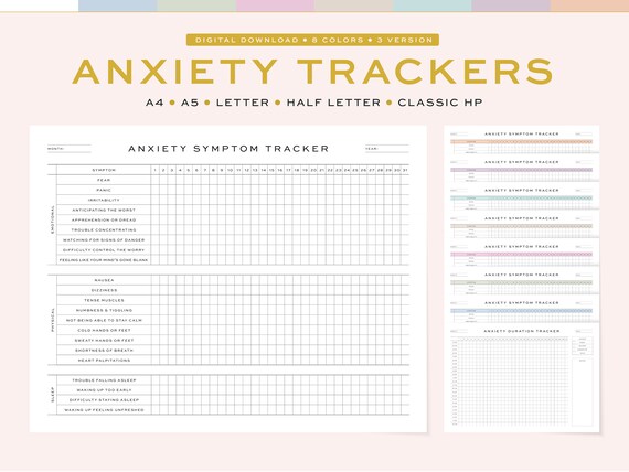 Printable Anxiety Trackers Monthly Anxiety Relief Worksheet - Etsy