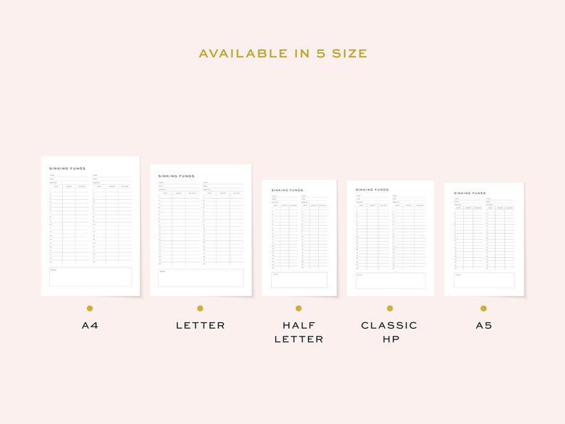 Printable Sinking Funds Tracker, Fillable | Sinking Funds Planner | 5 ...