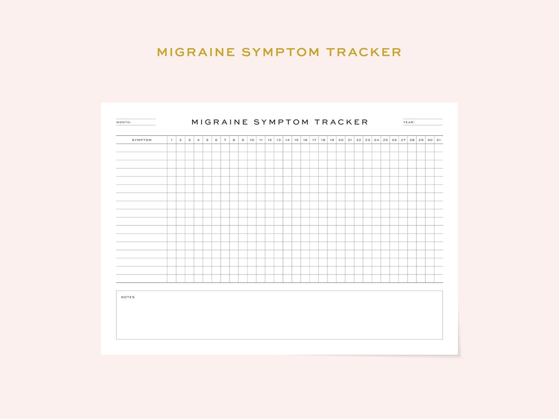 Printable Migraine Tracker Monthly Migraine Trackers: - Etsy