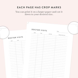 Printable Doctor Visit Notes, Doctor Visit Tracker, Health Record Logs ...