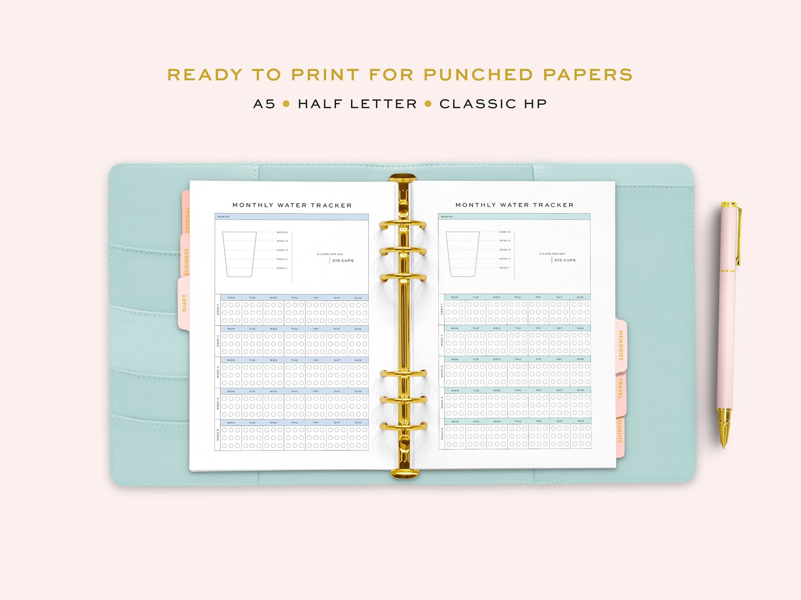 Printable Water Tracker / Reminder, Fillable | Monthly Water Intake | 5 ...