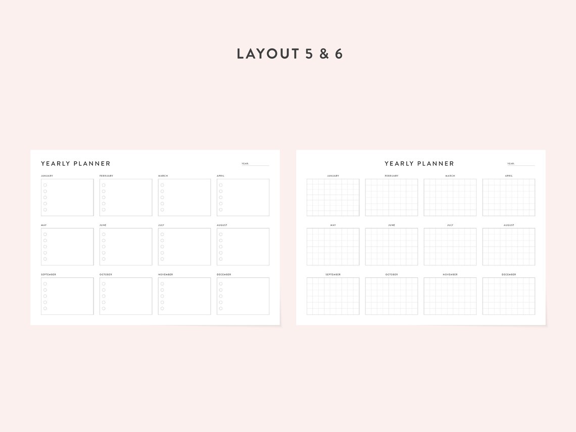 Printable Yearly Planner Fillable Undated Yearly Planner - Etsy