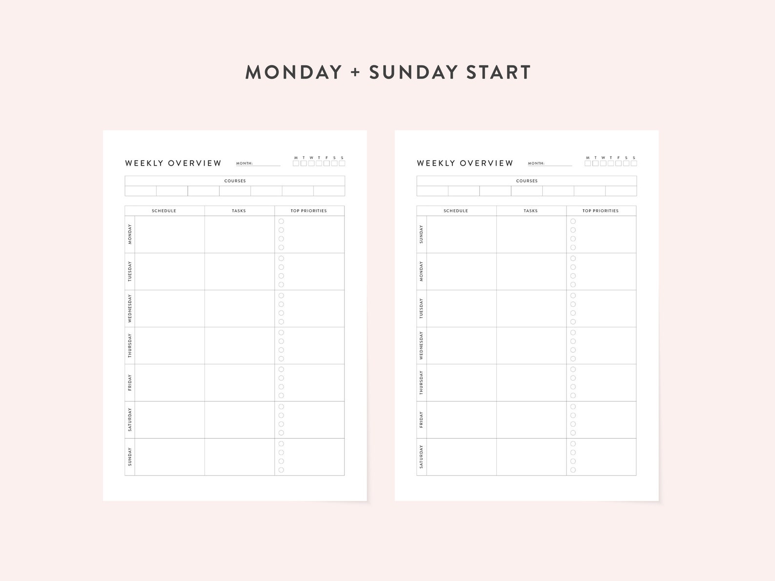 Printable Weekly At-a-glance Student Planner, Weekly Student Planner ...