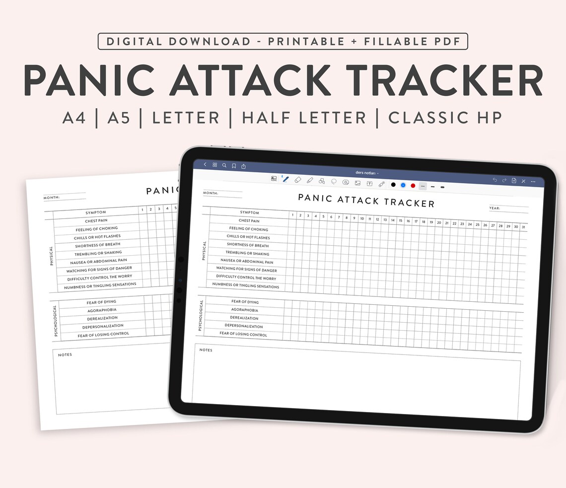 Printable Panic Attack Tracker Fillable Panic Attack - Etsy