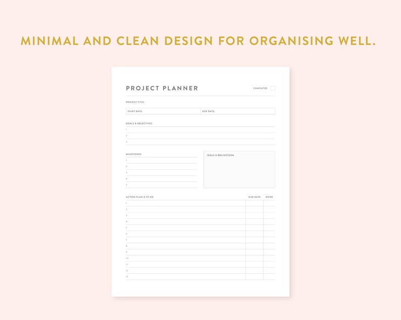 Printable Project Planner Fillable Productivity Planner and | Etsy