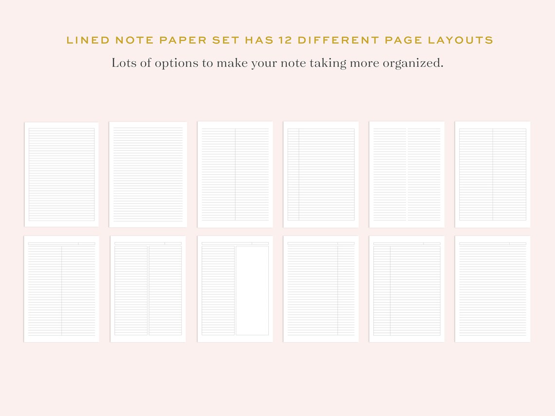 Printable Note Taking Bundle Ruled / Lined Paper Cornell - Etsy