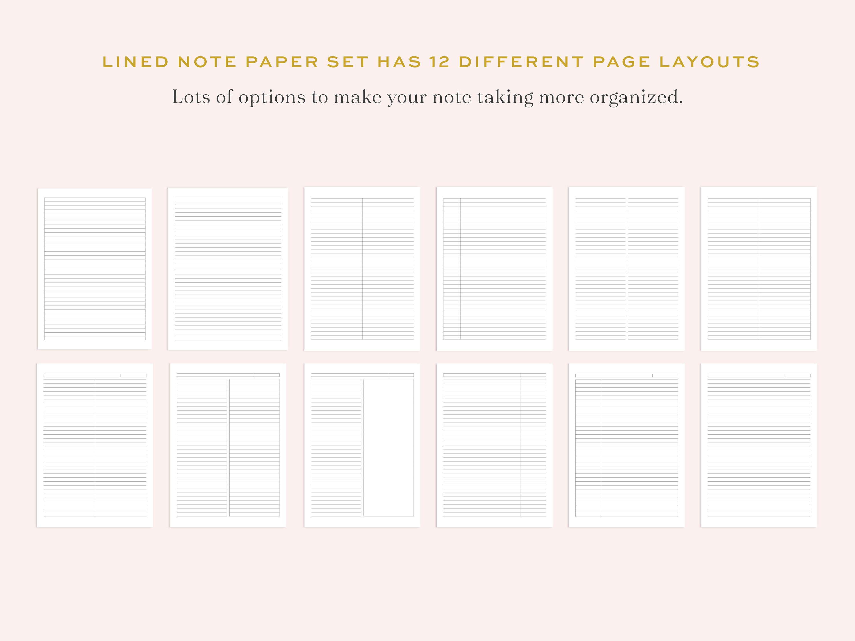 Printable Note Taking Bundle Ruled / Lined Paper Cornell - Etsy