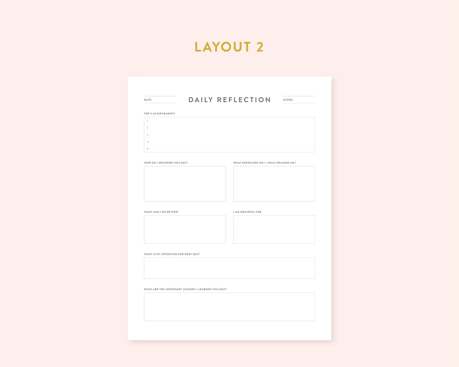 Printable Daily Reflection Fillable Daily Review Template | Etsy UK