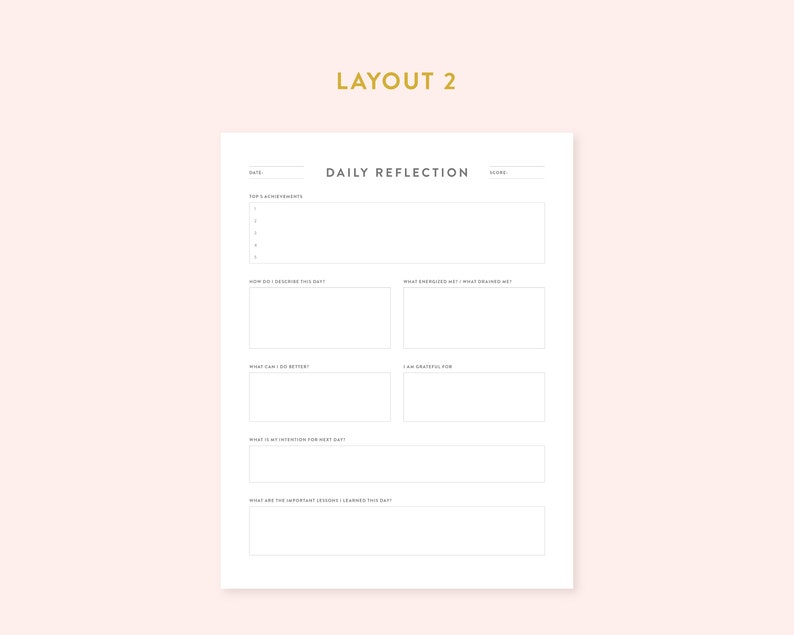 Printable Daily Reflection Fillable Daily Review Template | Etsy