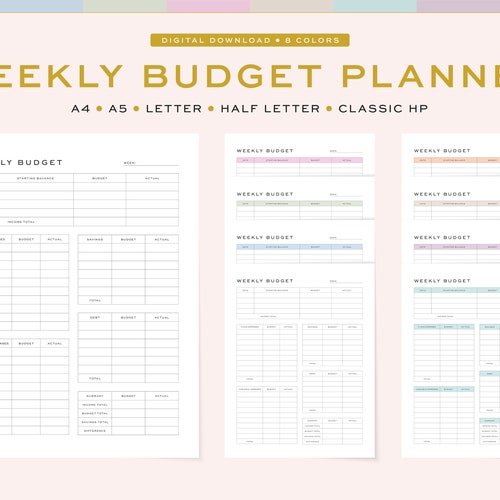 Printable Weekly Spending Tracker Fillable 5 Sizes A4 A5 - Etsy
