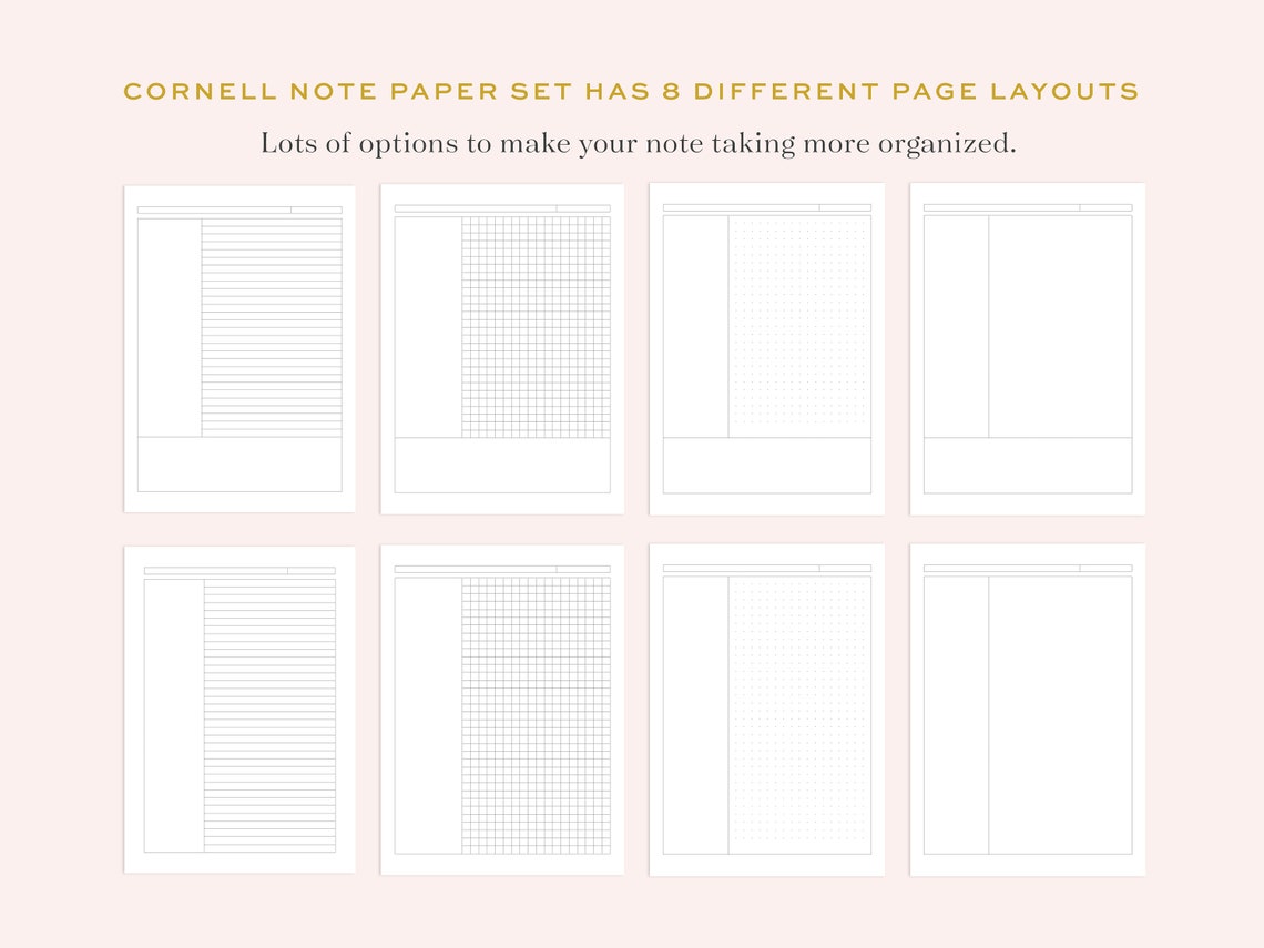 Printable Note Taking Bundle Ruled / Lined Paper Cornell - Etsy