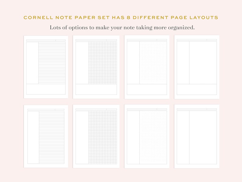 Printable Note Taking Bundle Ruled / Lined Paper Cornell - Etsy