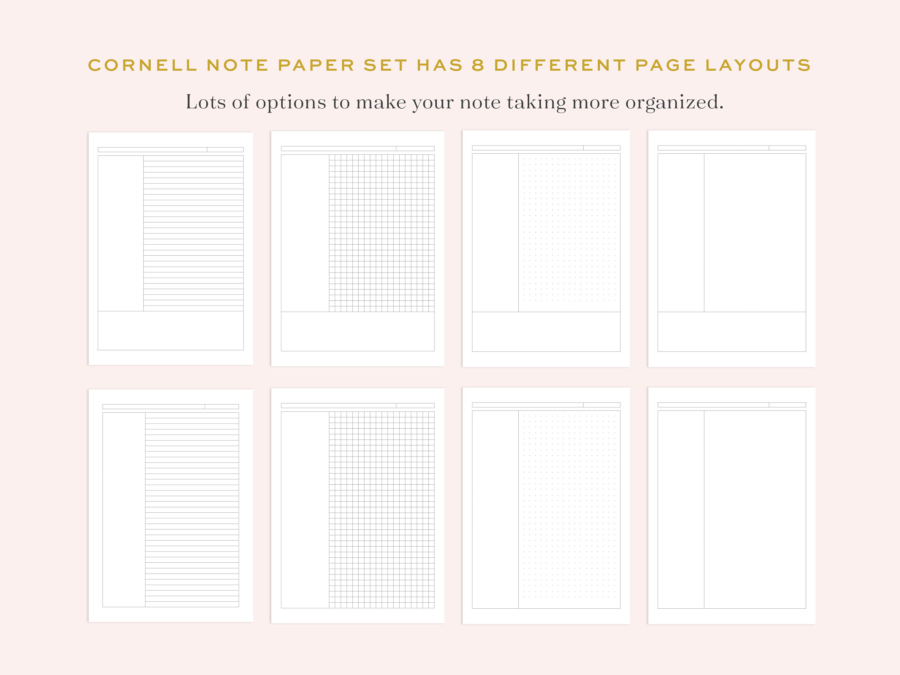 Printable Note Taking Bundle Ruled / Lined Paper Cornell - Etsy