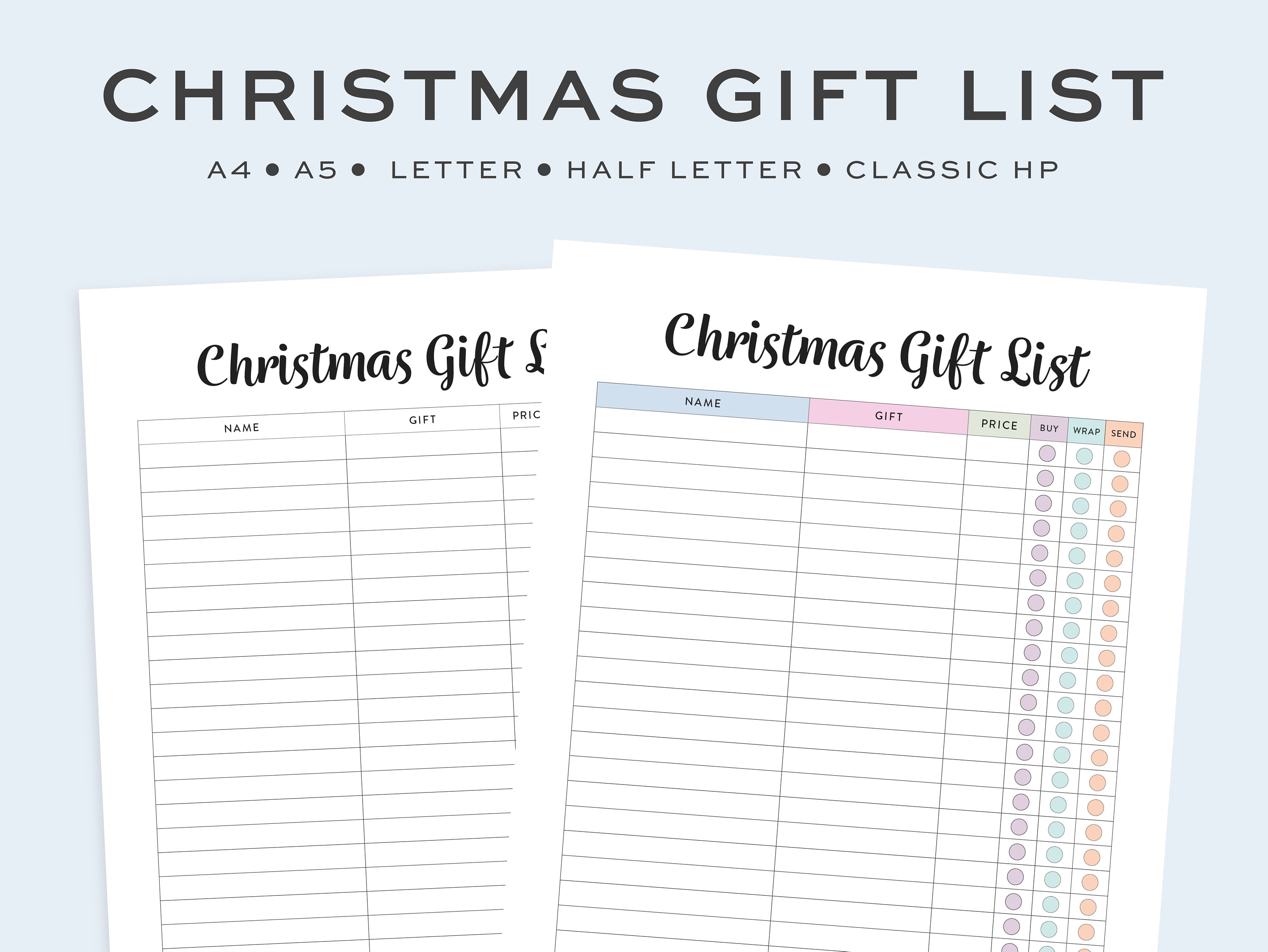 Printable Christmas Gift List Tracker, Fillable Christmas Template ...