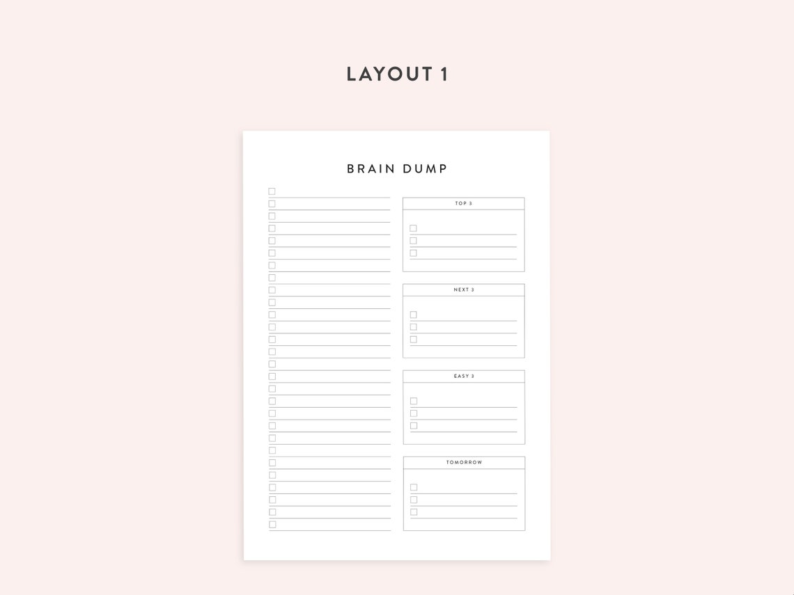 Printable Brain Dump Journal Thought Organizer Brain Dump - Etsy