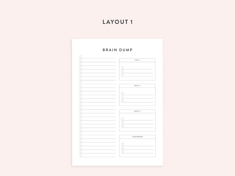 Printable Brain Dump Journal Thought Organizer Brain Dump - Etsy