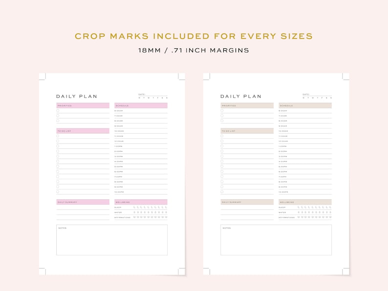 Printable Daily Planner Fillable Undated Personal Minimal | Etsy