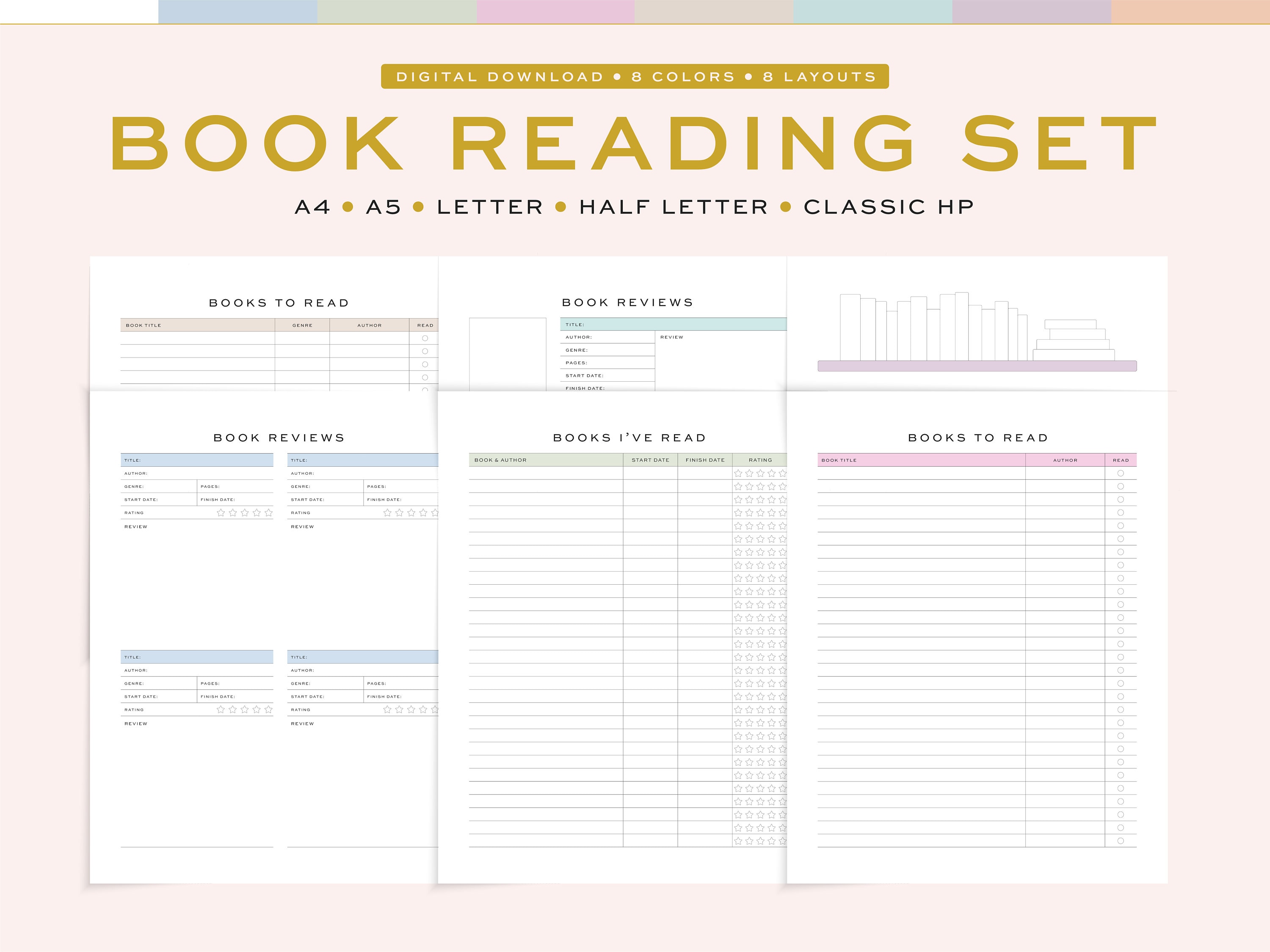 Printable Book Reading Set Planner Book Reading Journal | Etsy UK