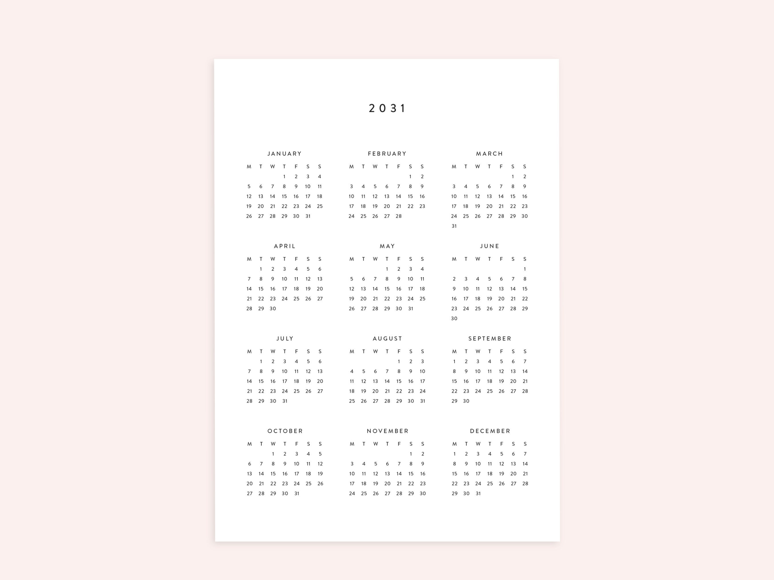Printable 2023-2033 Yearly Calendars | 2023-2033 Year Calendars, Annual ...