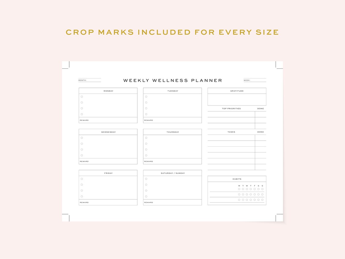 Printable Weekly Wellness Planner Fillable Undated Weekly - Etsy