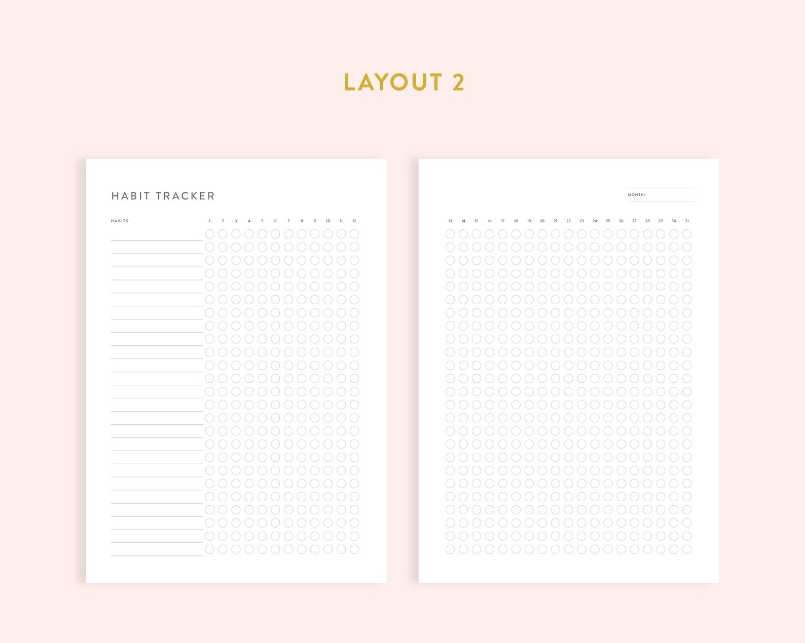 Printable Monthly Habit Tracker Planner 2 Layouts | Etsy