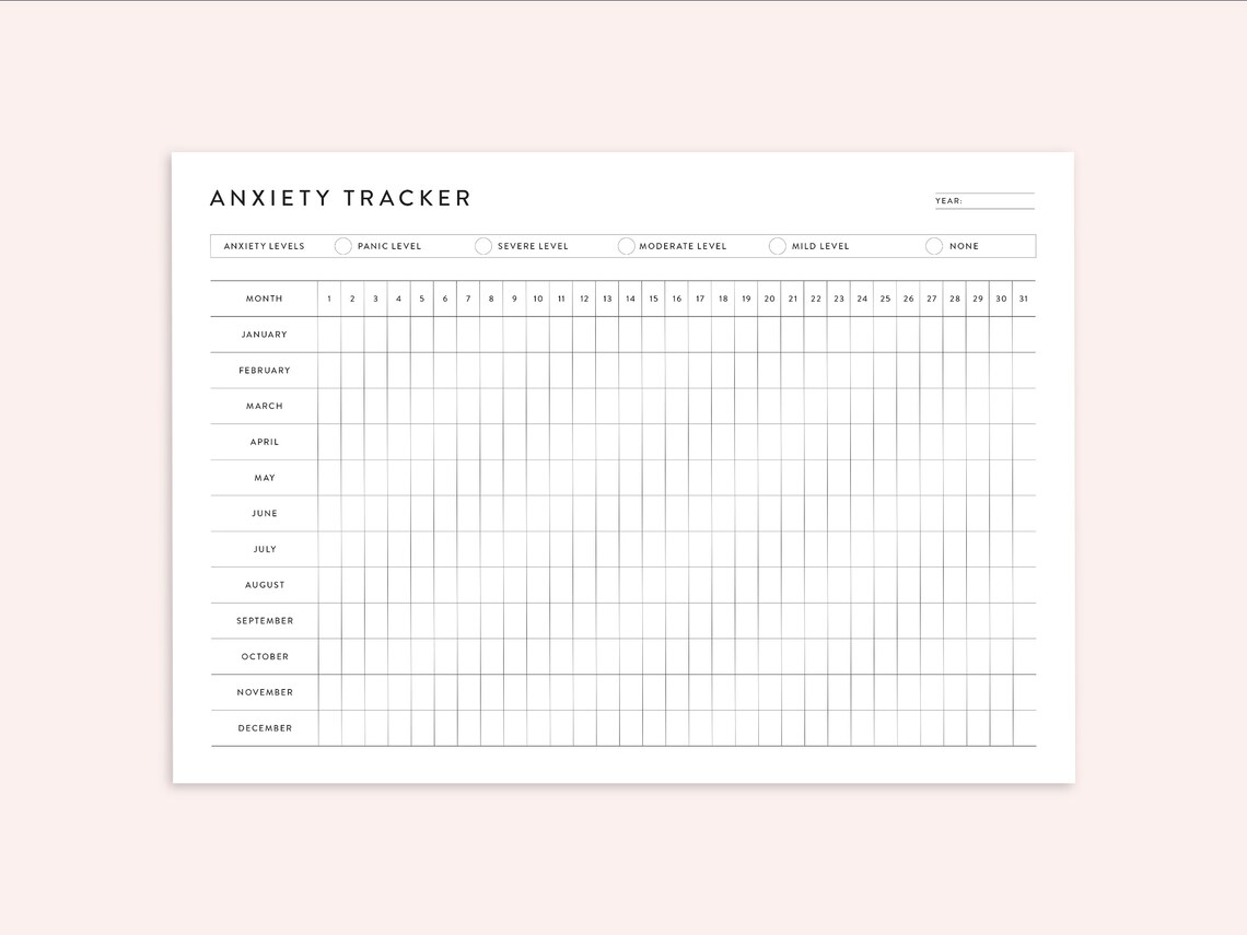 Printable Anxiety Trackers Monthly Anxiety Relief Worksheet - Etsy