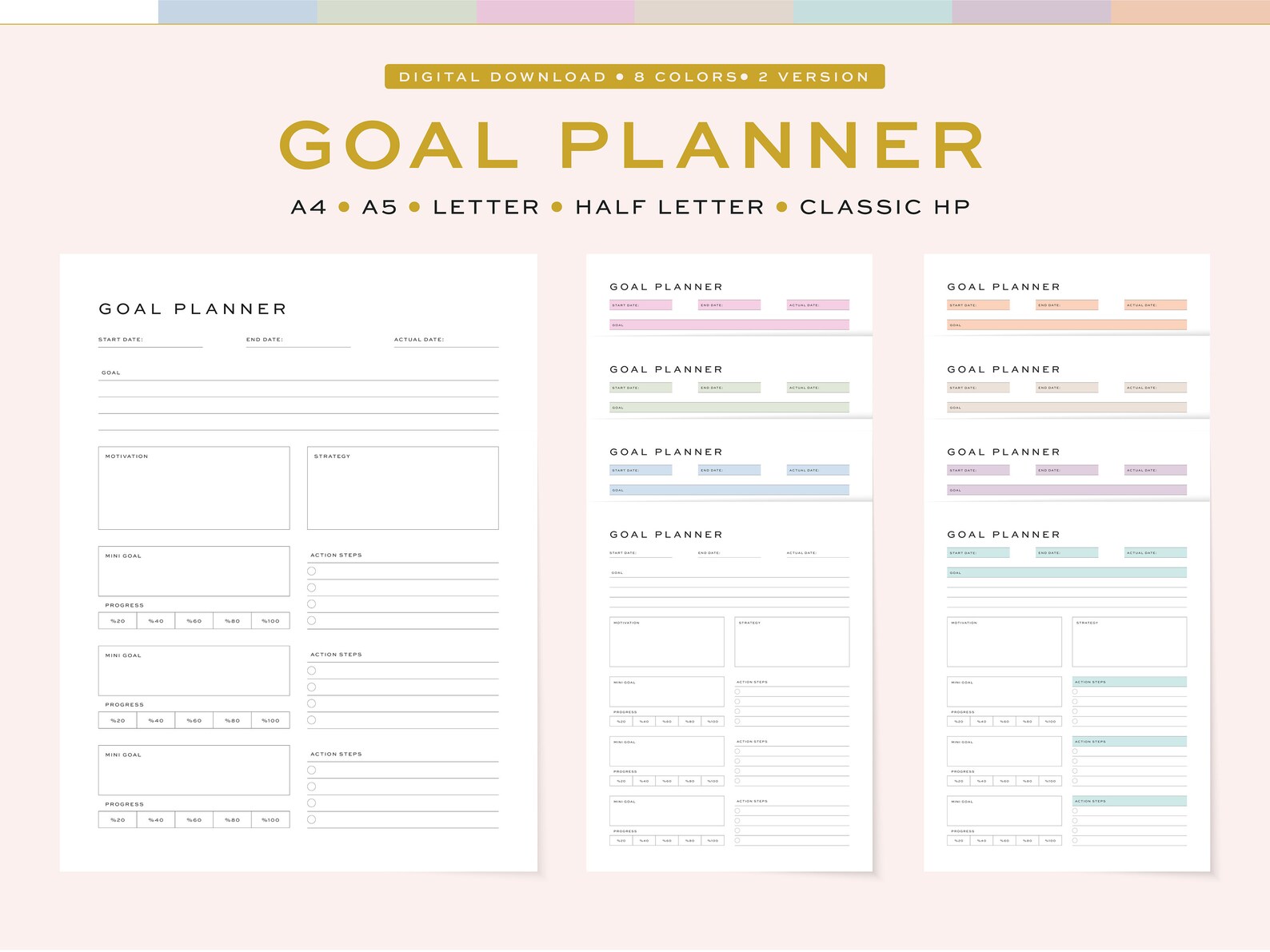 Printable Goal Planner Fillable Personal Goal Planner 2 - Etsy UK