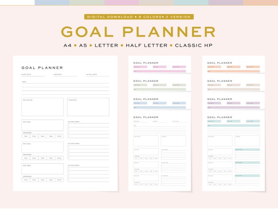 Printable Goal Planner Fillable Personal Goal Planner 2 - Etsy UK