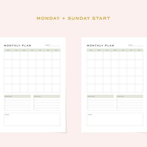 Printable Monthly Work Planner, Fillable | Minimal Monthly Work Planner ...