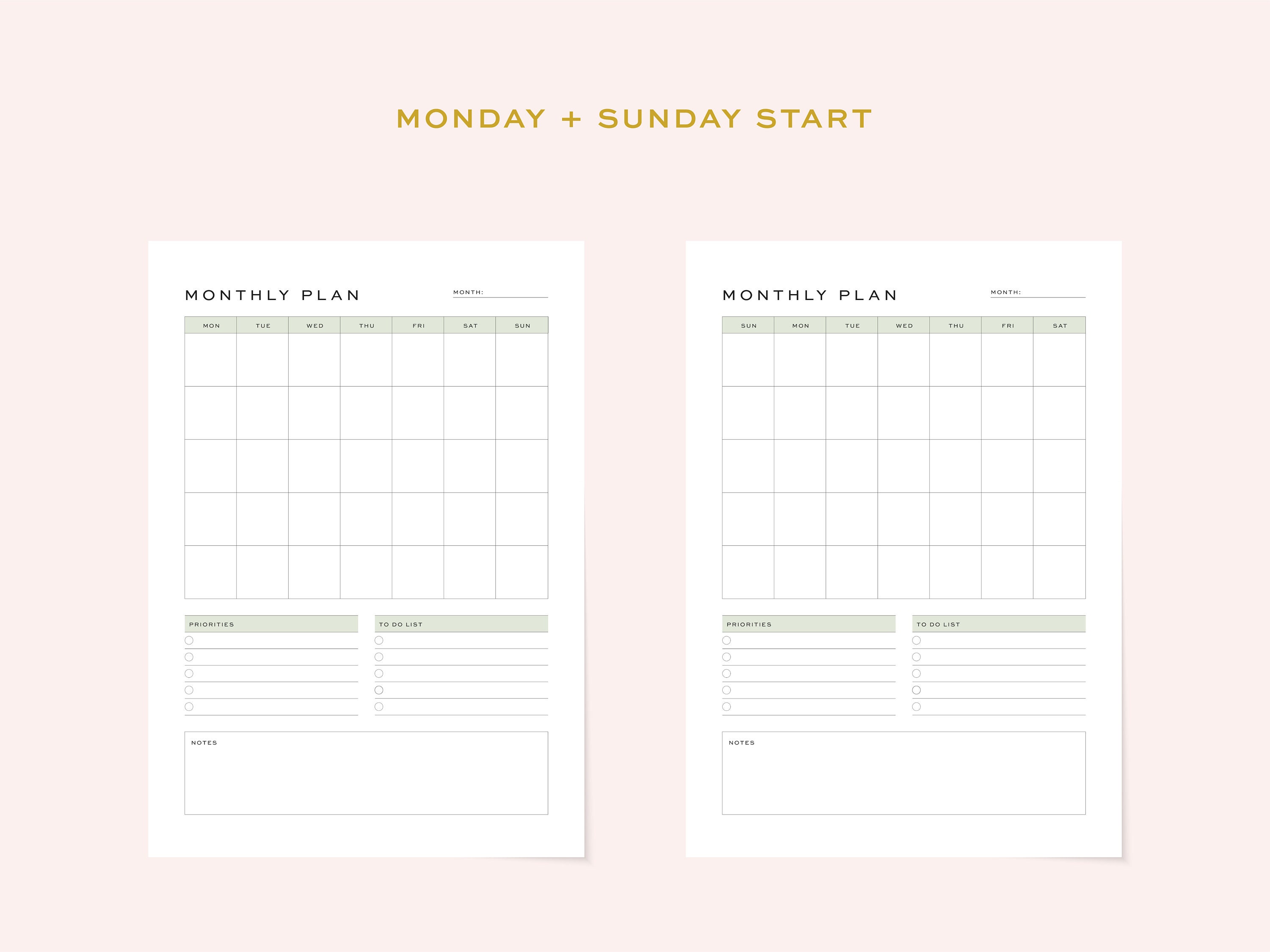 Printable Monthly Work Planner Fillable Minimal Monthly - Etsy