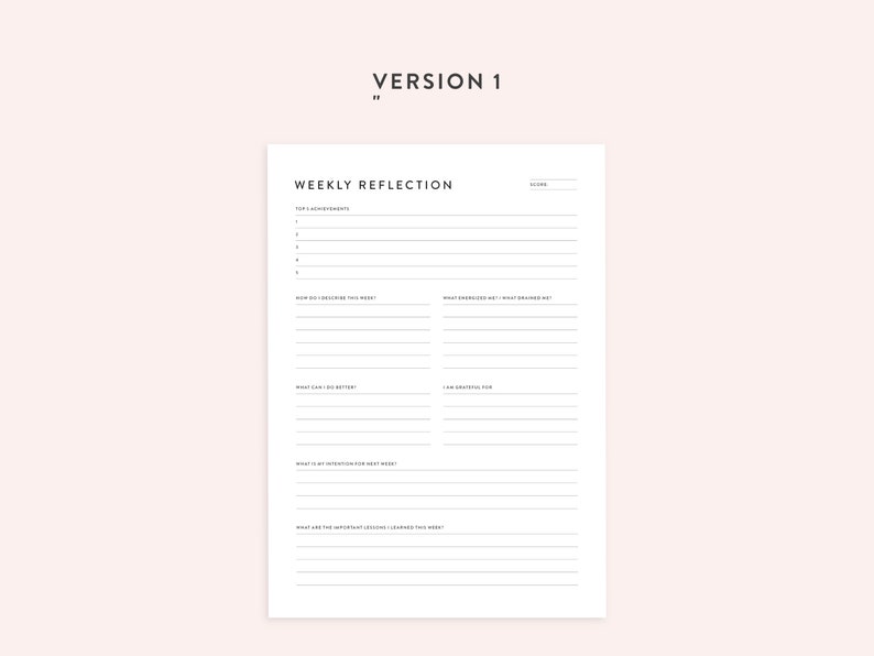 Printable Weekly Reflection, Fillable | Weekly Review Template - Goal ...