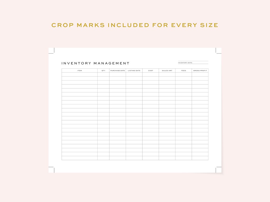 Printable Inventory Management Template Small Business - Etsy