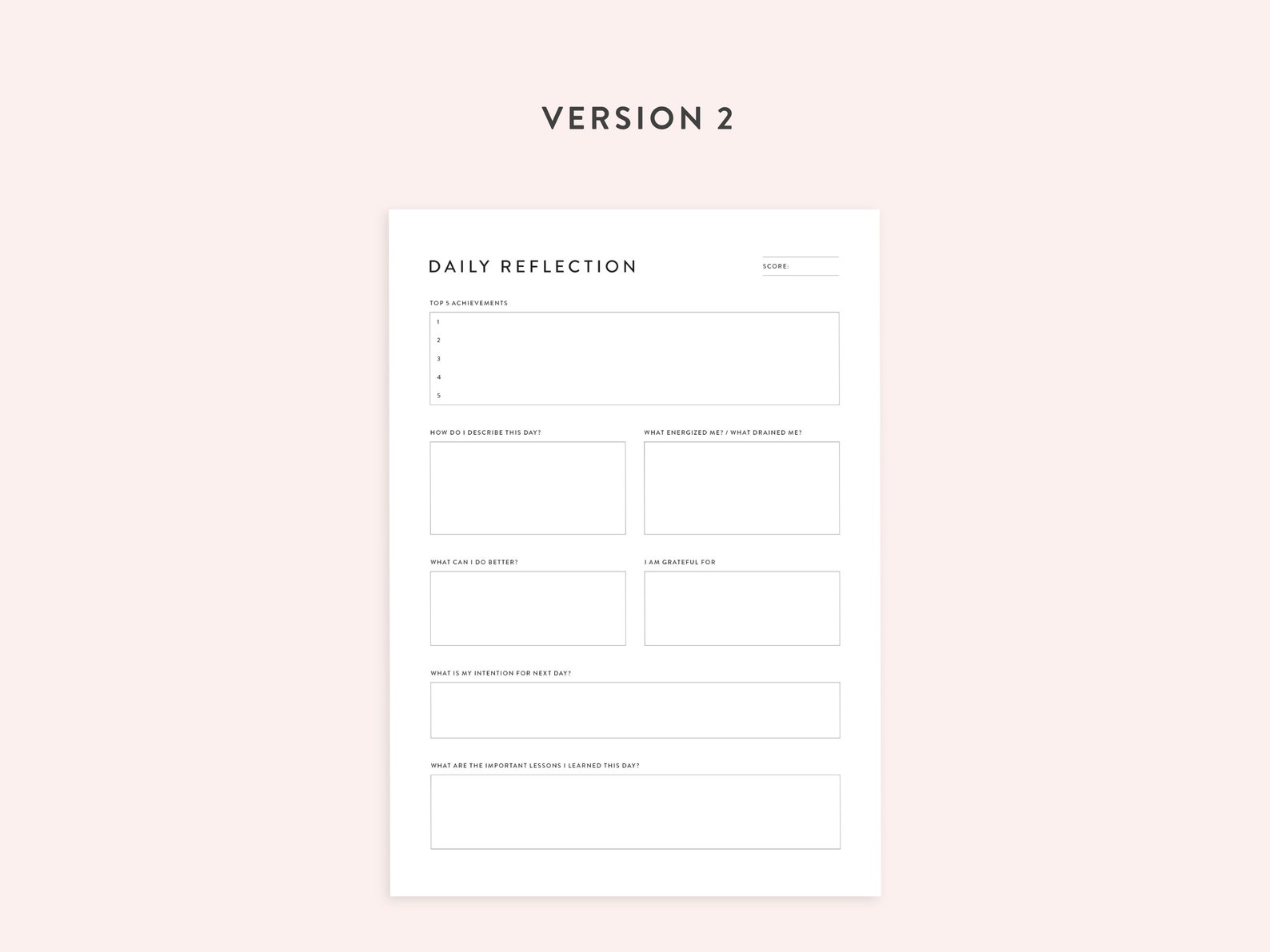 Printable Daily Reflection Fillable Daily Review Template - Etsy