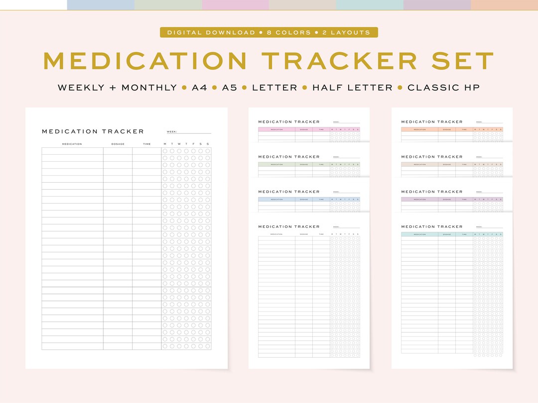 Printable Medication Tracker, Fillable | Weekly and Monthly Medication ...