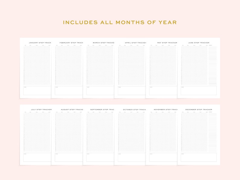Printable Step Tracker | Monthly Step Tracker / Planner - 12 Months | 2 ...