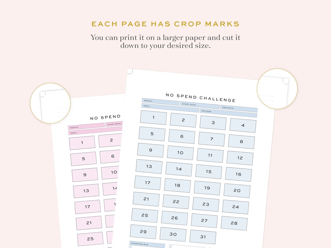 Printable No Spend Tracker, Fillable No Spend Challenge, No Spend Month ...