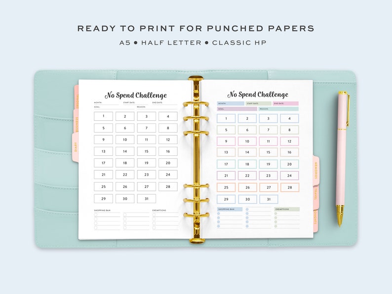 Printable No Spend Tracker, Fillable No Spend Challenge, No Spend Month ...