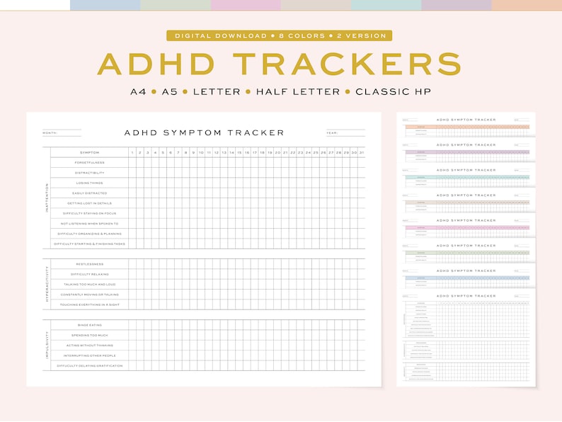 Printable ADHD Trackers for Adults, Fillable | Daily / Monthly ADHD ...