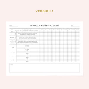 Printable Monthly Bipolar Mood Tracker | A4 & US Letter (digital ...