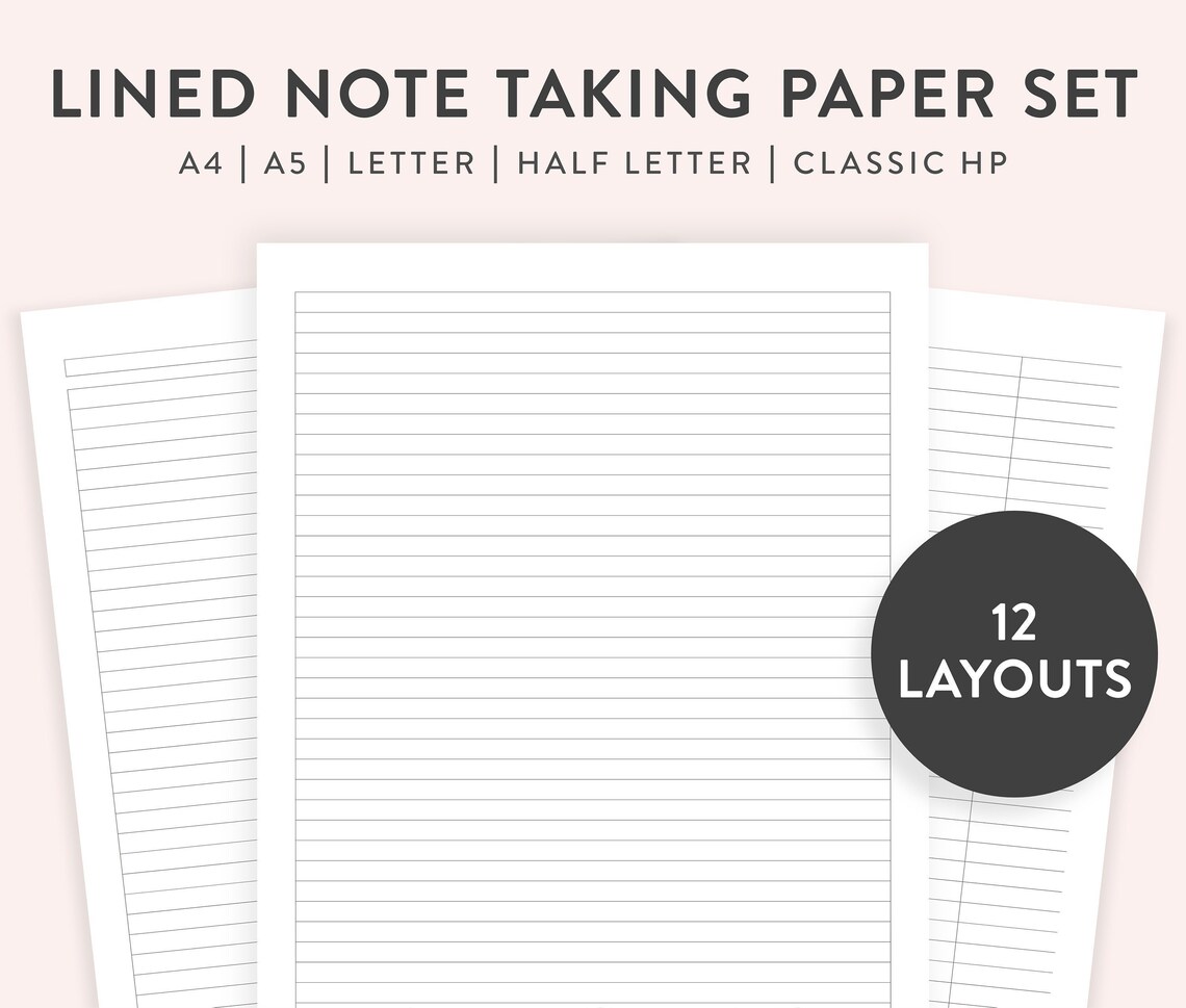 Printable Lined Paper PDF Ruled Paper Lined Sheets College - Etsy