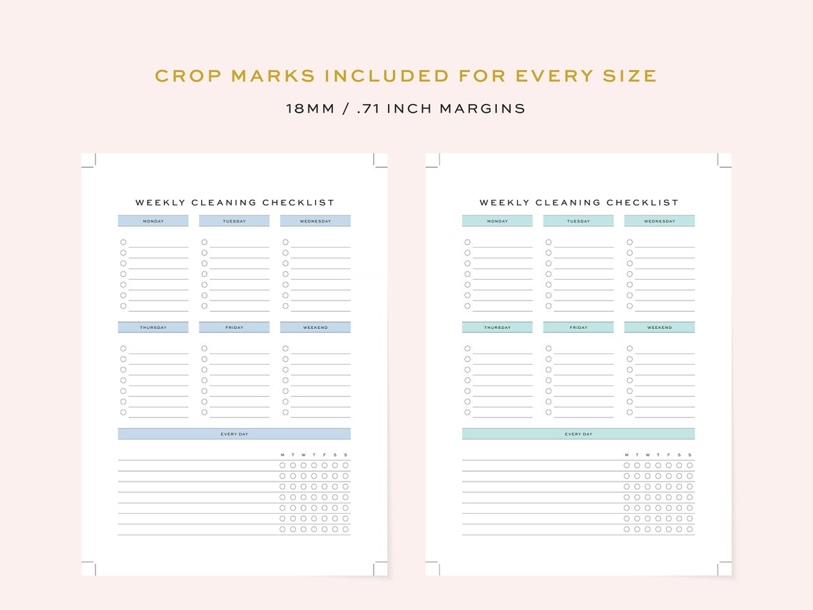 Printable Weekly Cleaning Checklist Fillable Cleaning - Etsy
