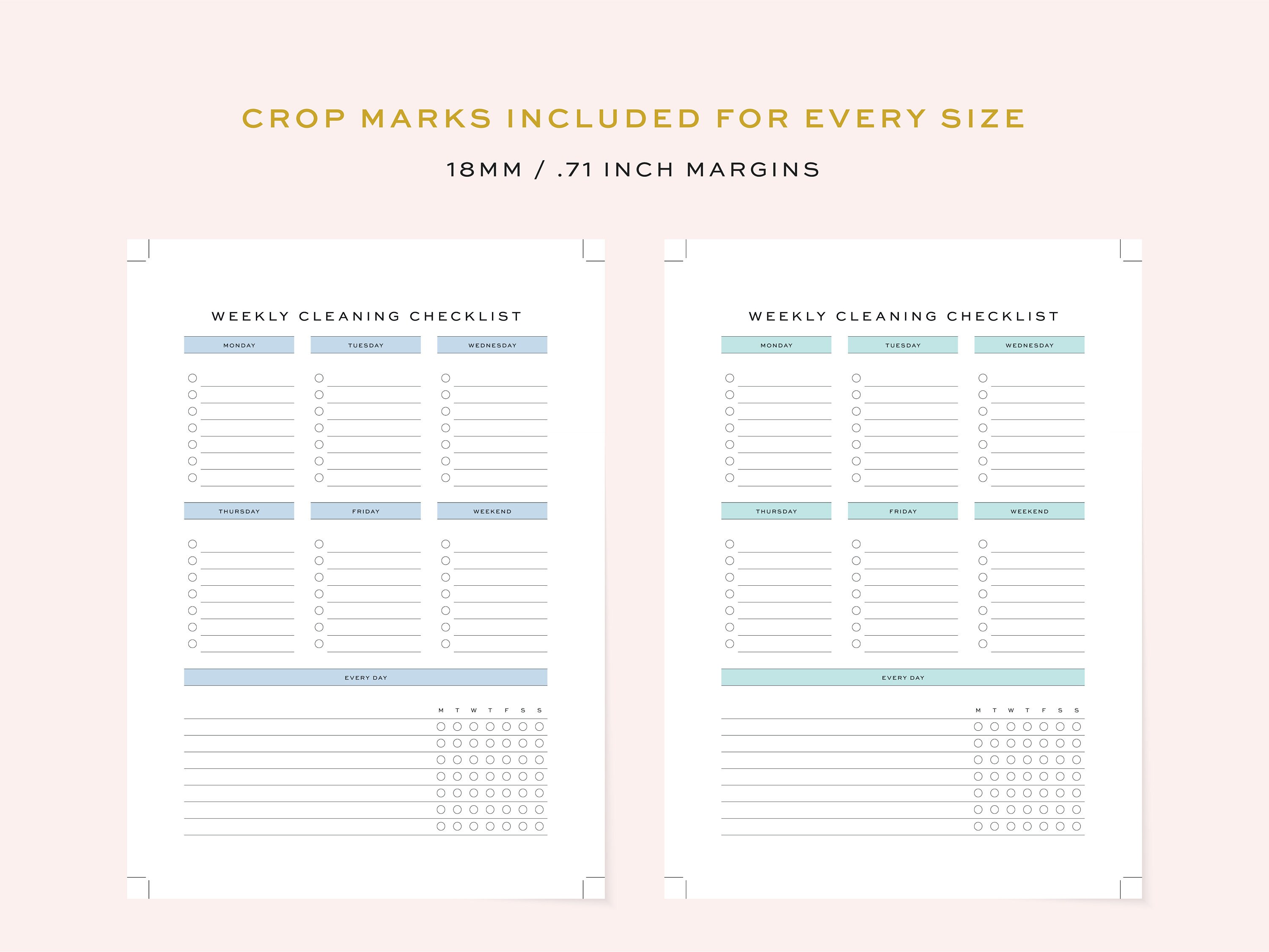 Printable Weekly Cleaning Checklist Fillable Cleaning - Etsy