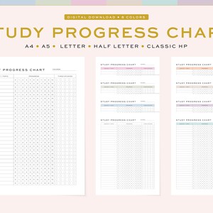 Printable Study Progress Chart Student Study Planner Study - Etsy
