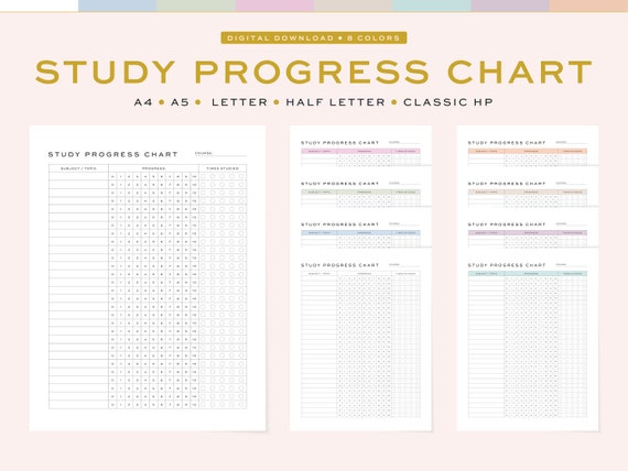 Printable Study Progress Chart Student Study Planner Study - Etsy