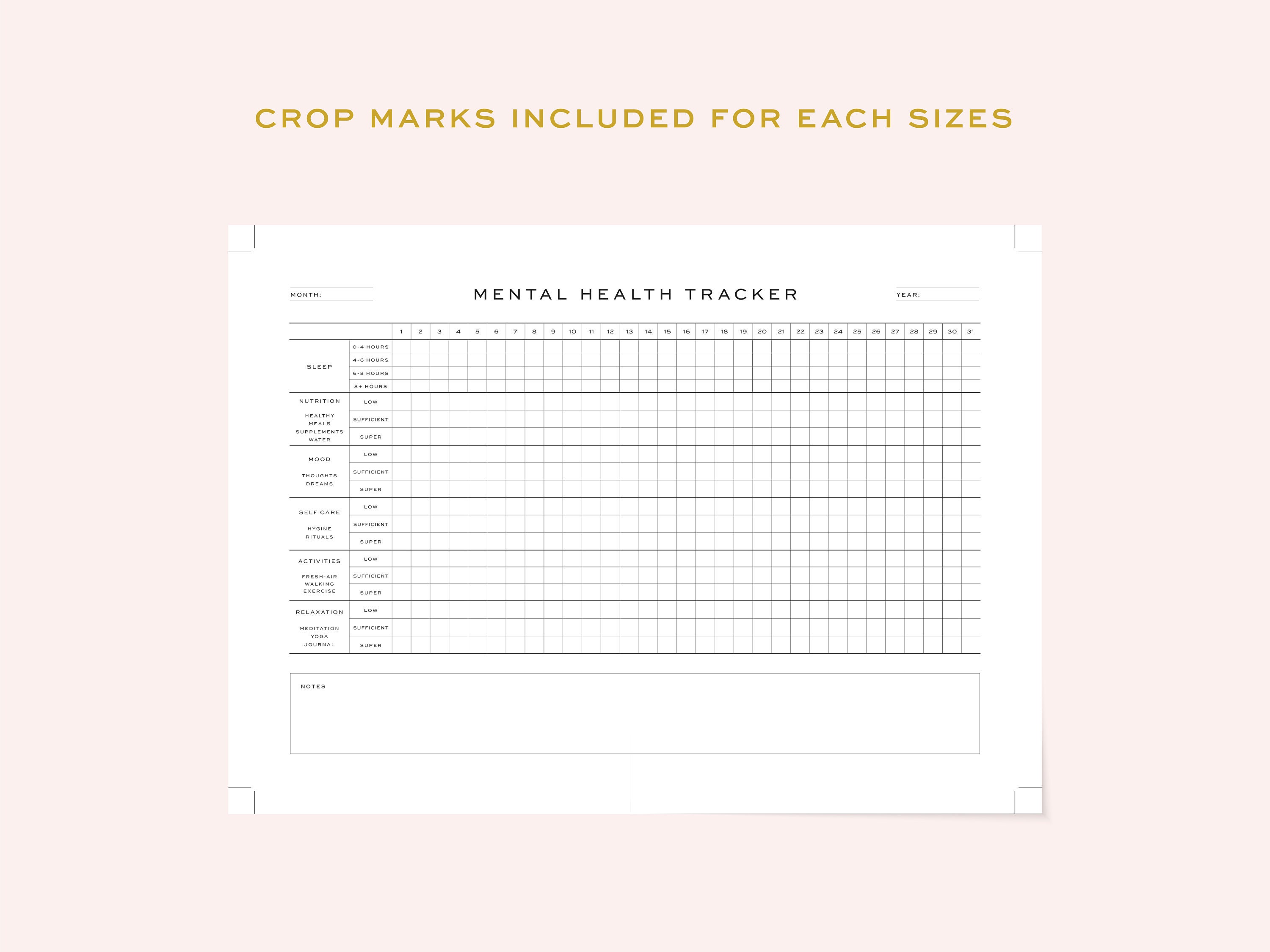 Printable Mental Health Tracker, Fillable Monthly Mental Health Planner ...