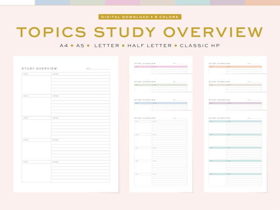 Printable Topics Study Overview Topics Overview Academic - Etsy
